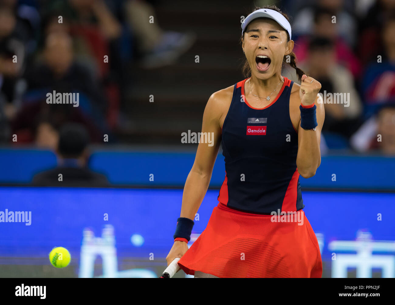 Wuhan, China. September 26, 2018 - Qiang Wang of China in action during ...