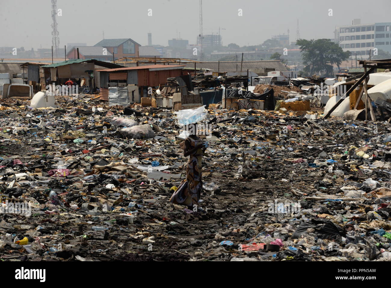 Accra, Ghana. 12th June, 2018. In the open space behind the scrap yard ...