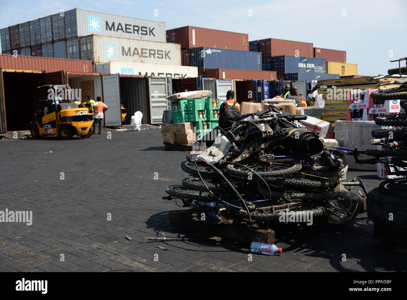 Accra, Ghana. 11th June, 2018. Containers in the Tema port are opened ...