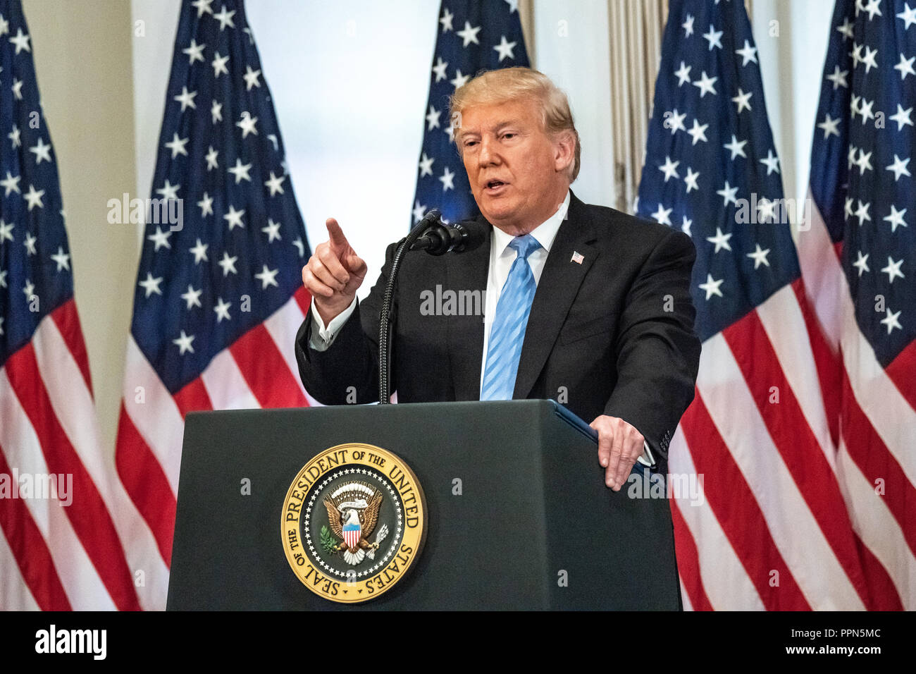 New York, USA, 26 September 2018. US President Donald Trump at a news ...