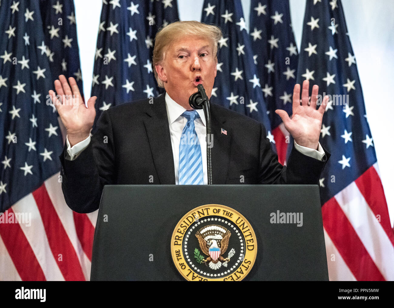 New York, USA, 26 September 2018. US President Donald Trump at a news ...
