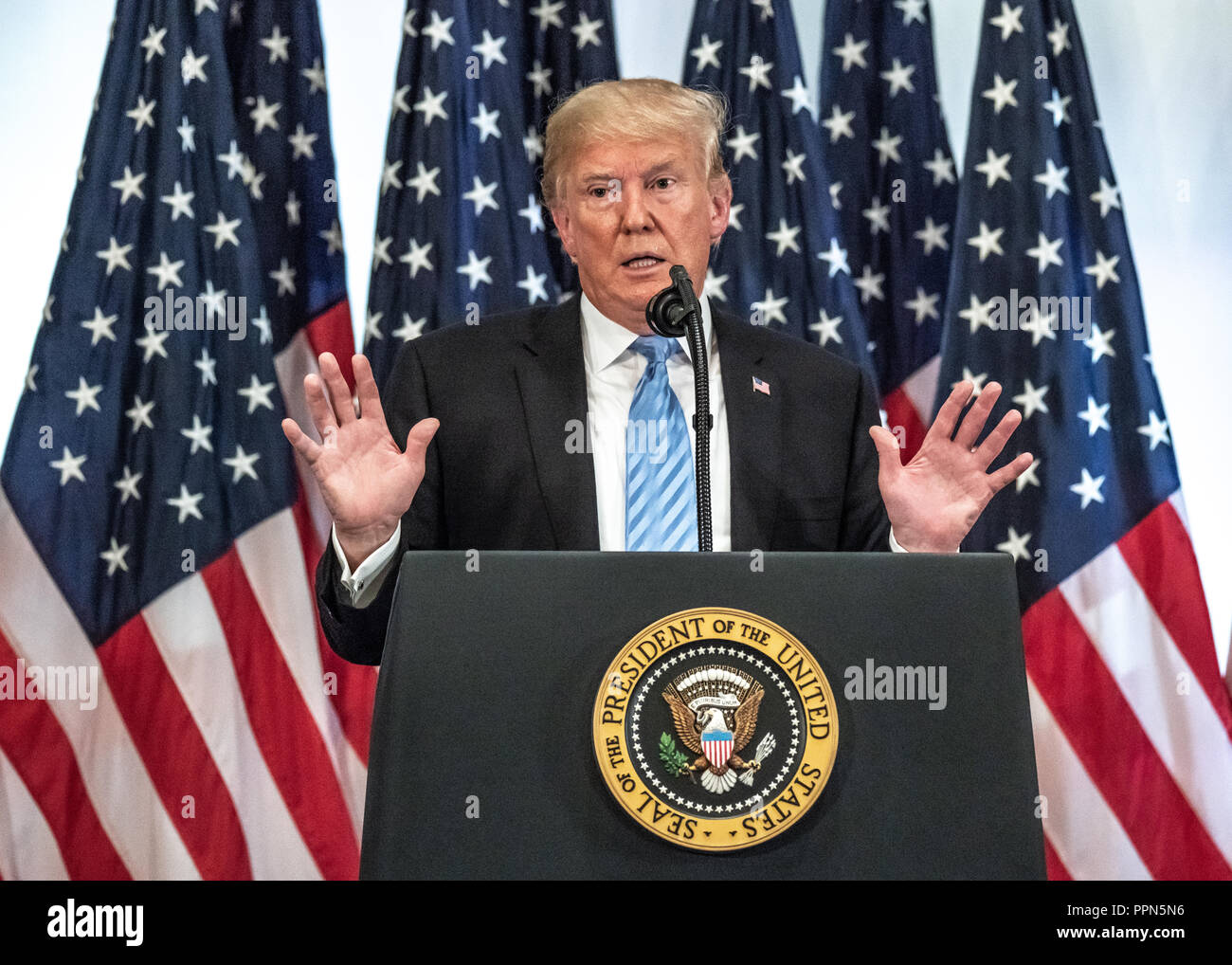 New York, USA, 26 September 2018. US President Donald Trump at a news ...