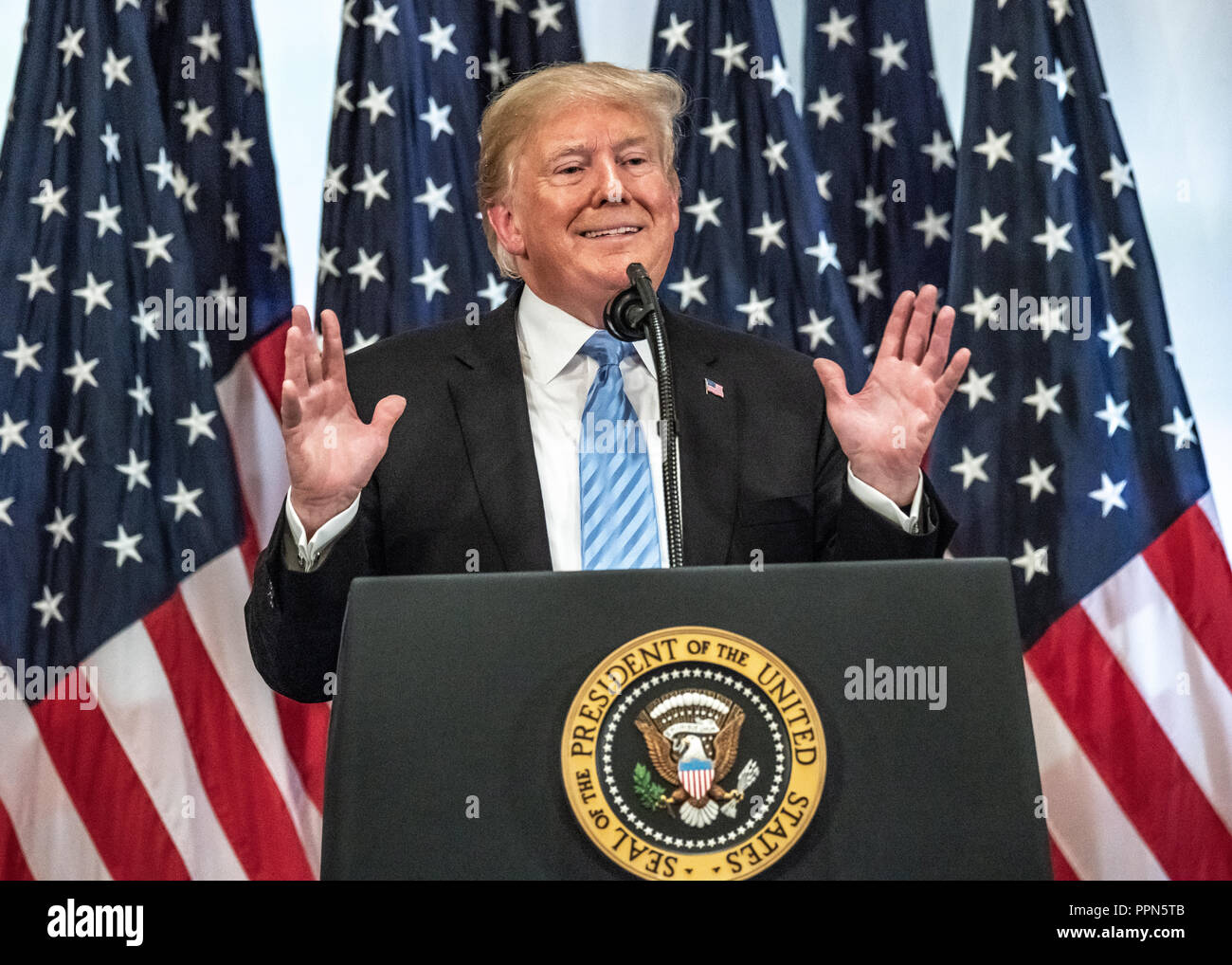 New York, USA, 26 September 2018. US President Donald Trump at a news ...