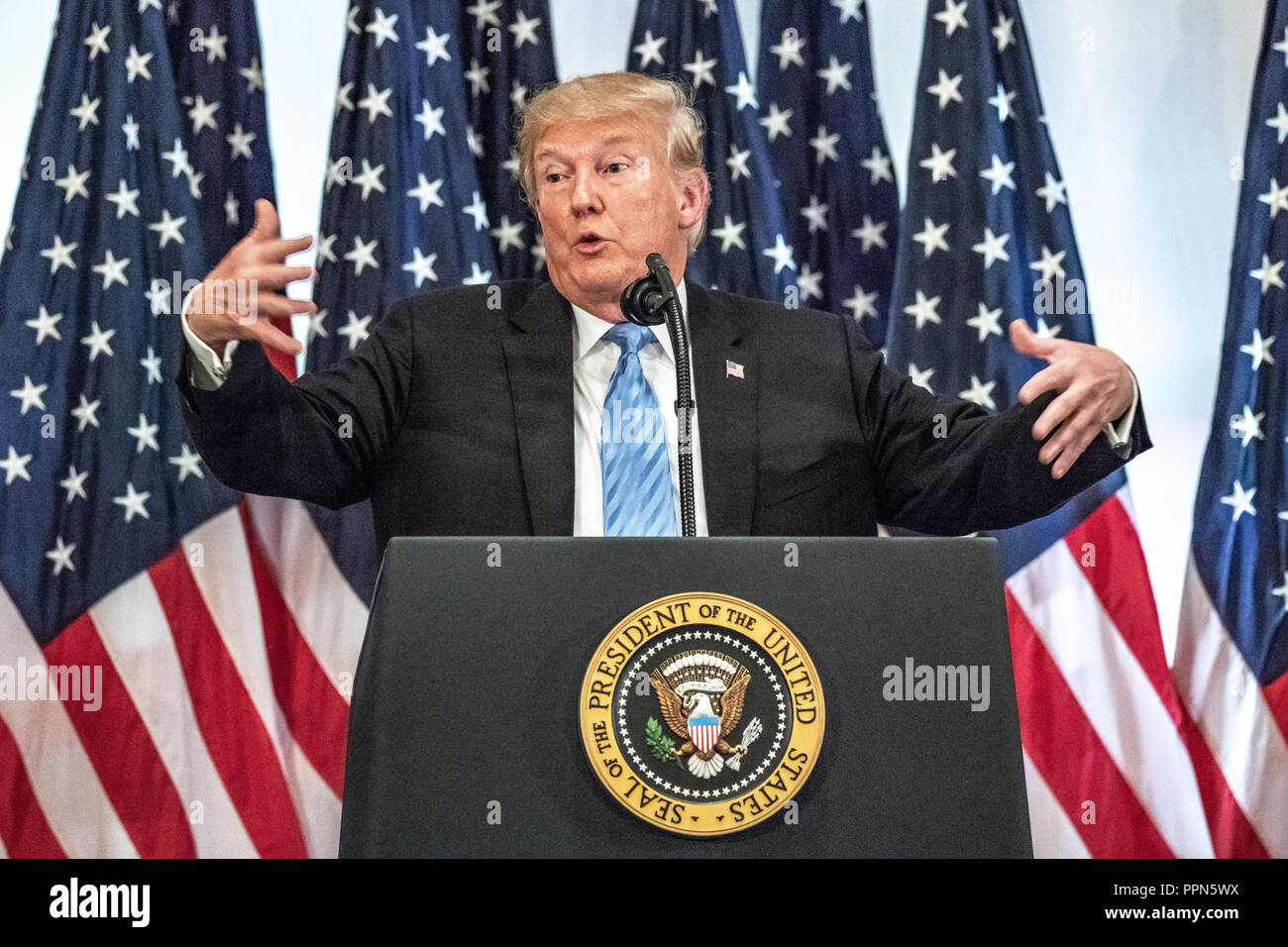 New York, USA, 26 September 2018. US President Donald Trump at a news ...