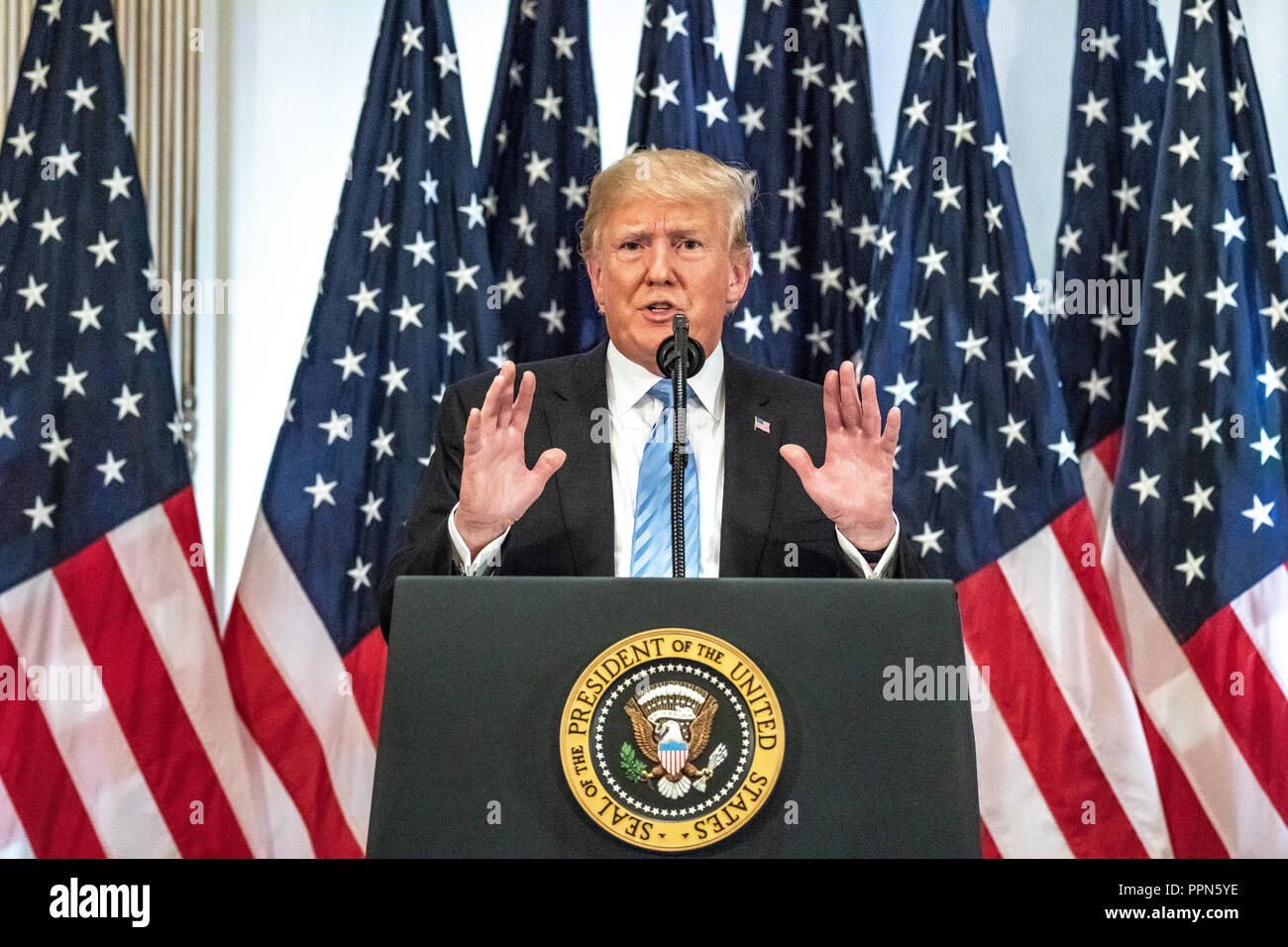 New York, USA, 26 September 2018. US President Donald Trump at a news ...