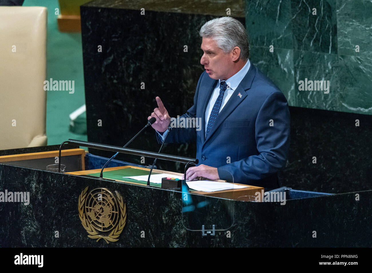 New York, USA, 26 September 2018. Cuban President Miguel Díaz-Canel ...