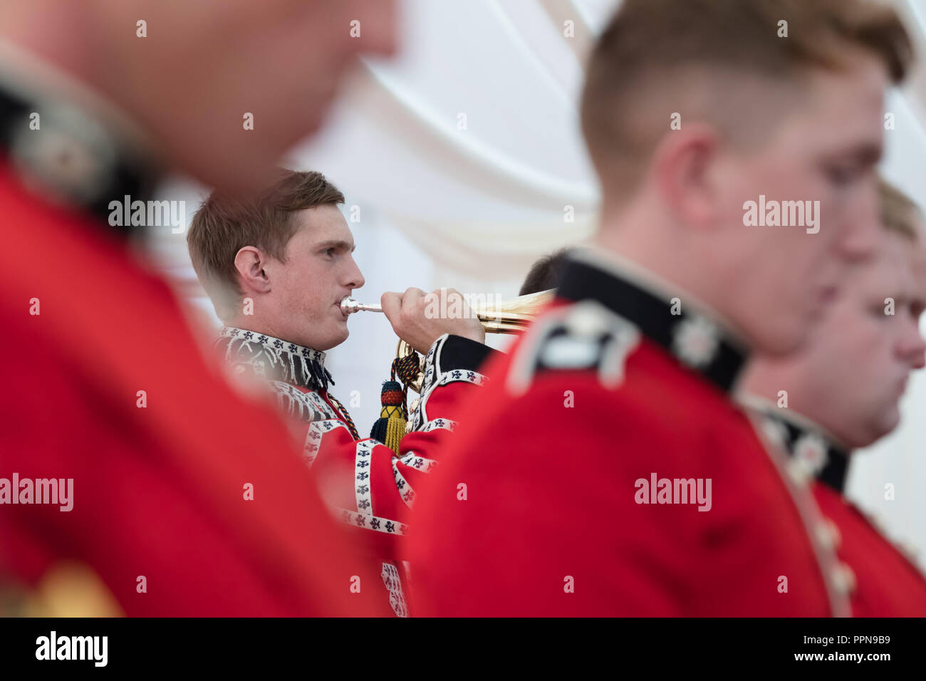 Windsor, UK. 27th Sep, 2018. The 1st Battalion Coldstream Guards ...