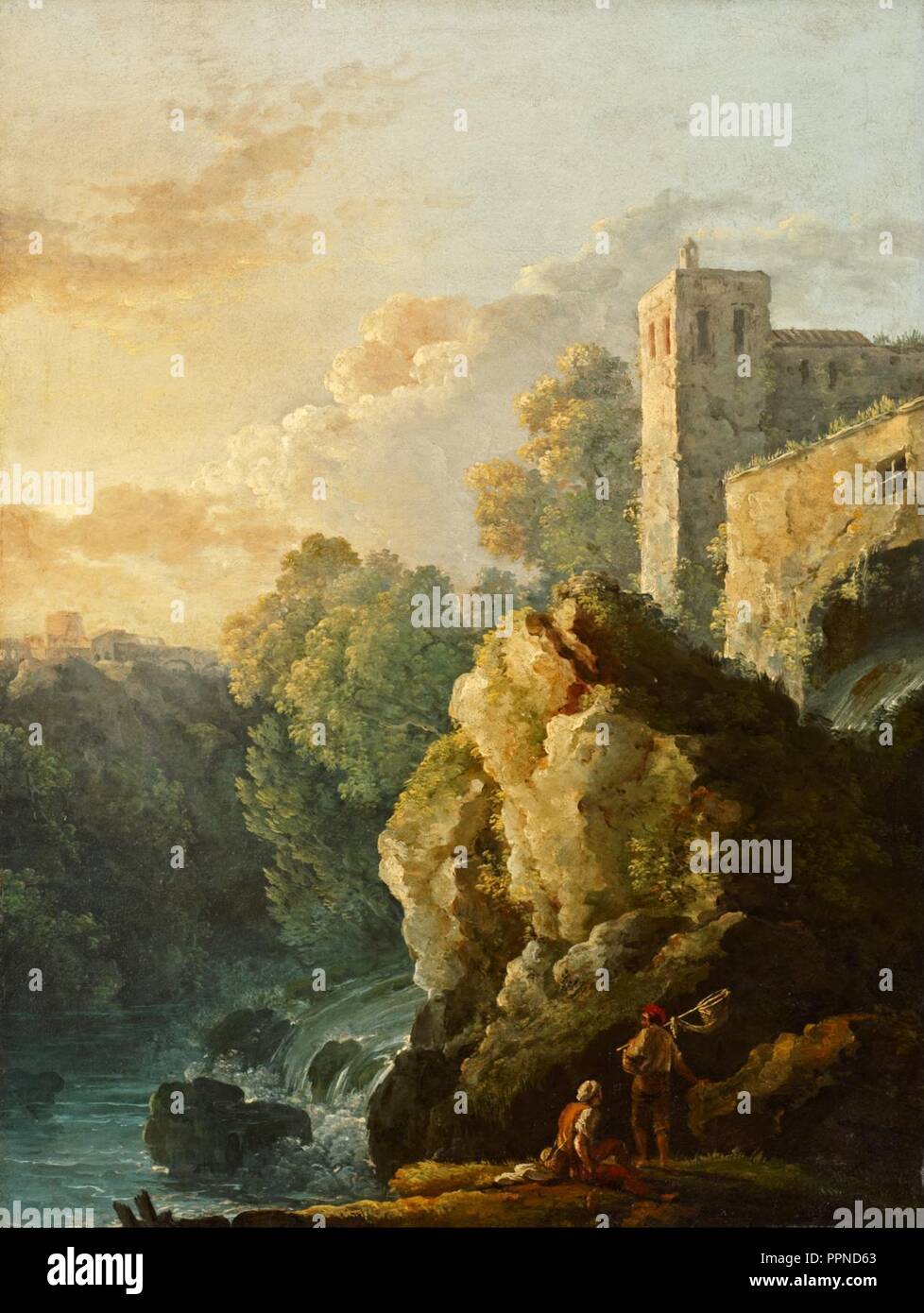 Bonavia, Carlo - Castle and Waterfall Stock Photo - Alamy