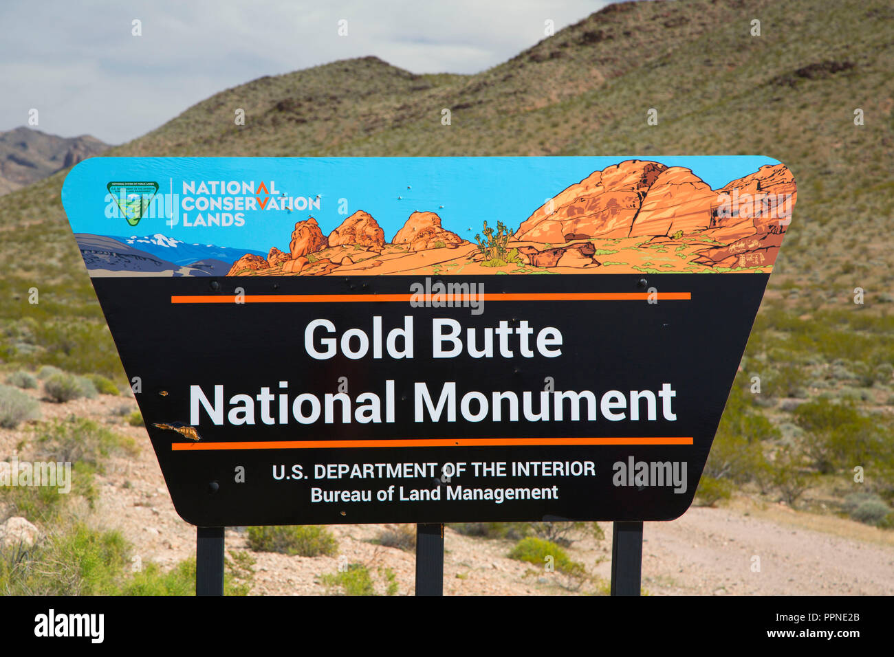 Entrance sign, Gold Butte National Monument, Nevada Stock Photo - Alamy
