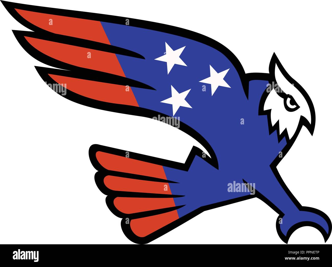 Mascot icon illustration of a hoot owl or great horned owl swooping ...