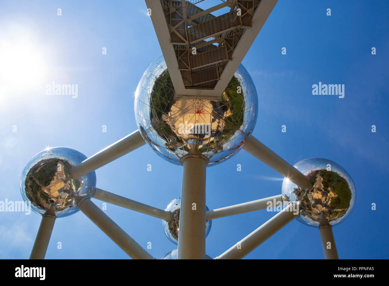 The Atomium, a landmark building in Brussels, Belgium originally ...