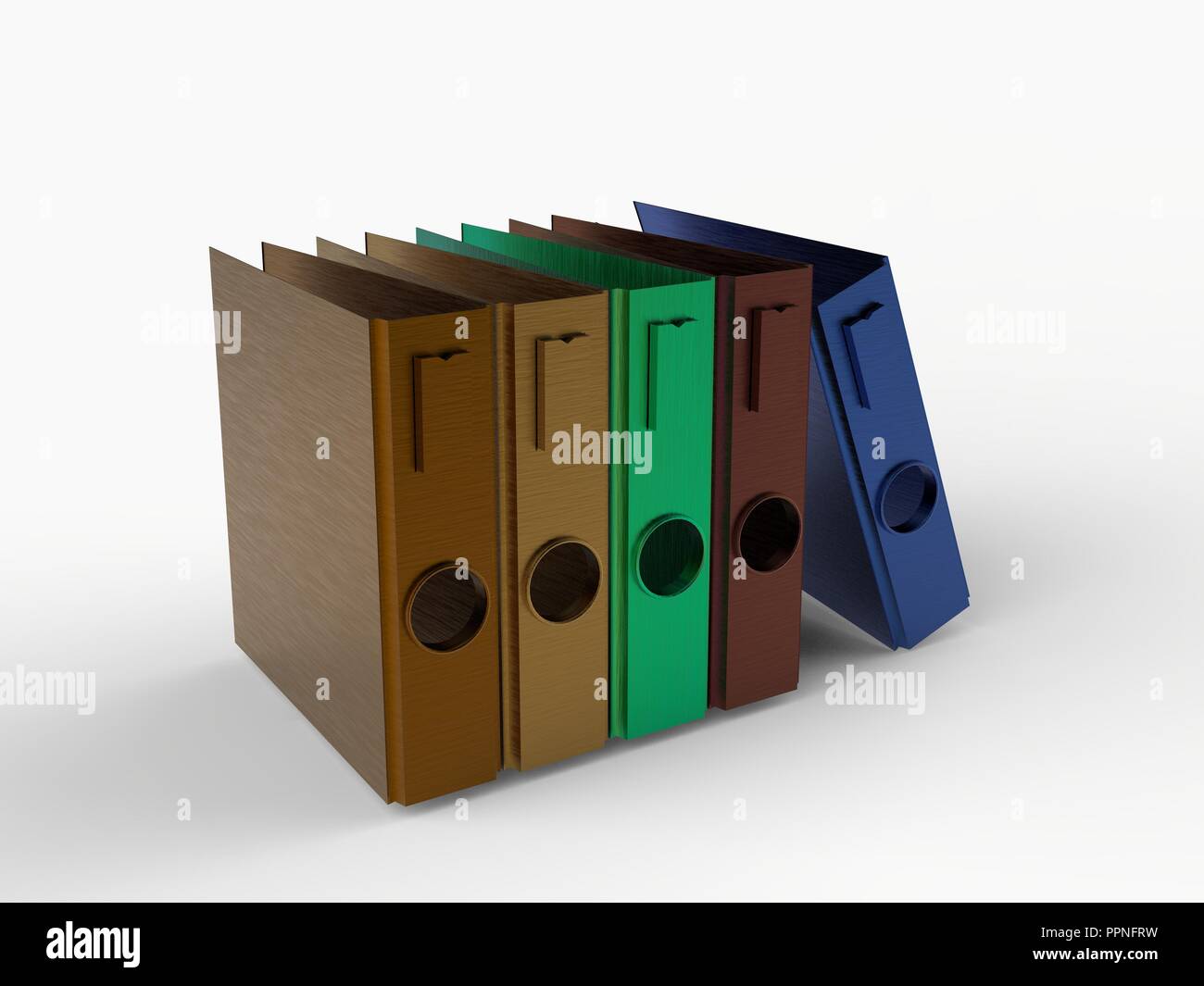 Group of colorful ring binders 3D rendering Isolated on a white ...
