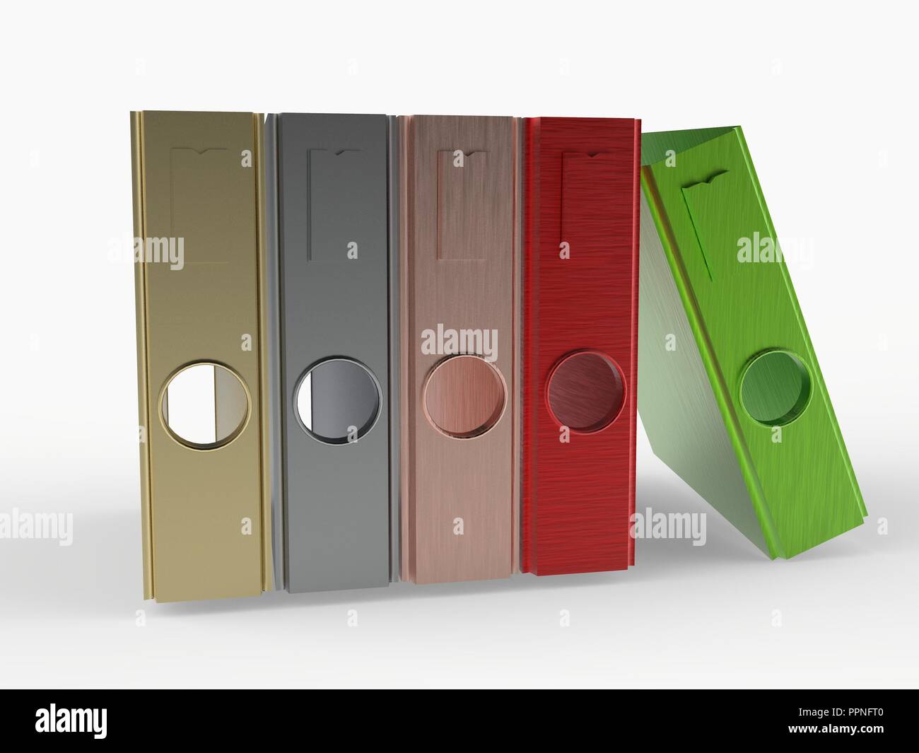 Group of colorful ring binders 3D rendering Isolated on a white ...