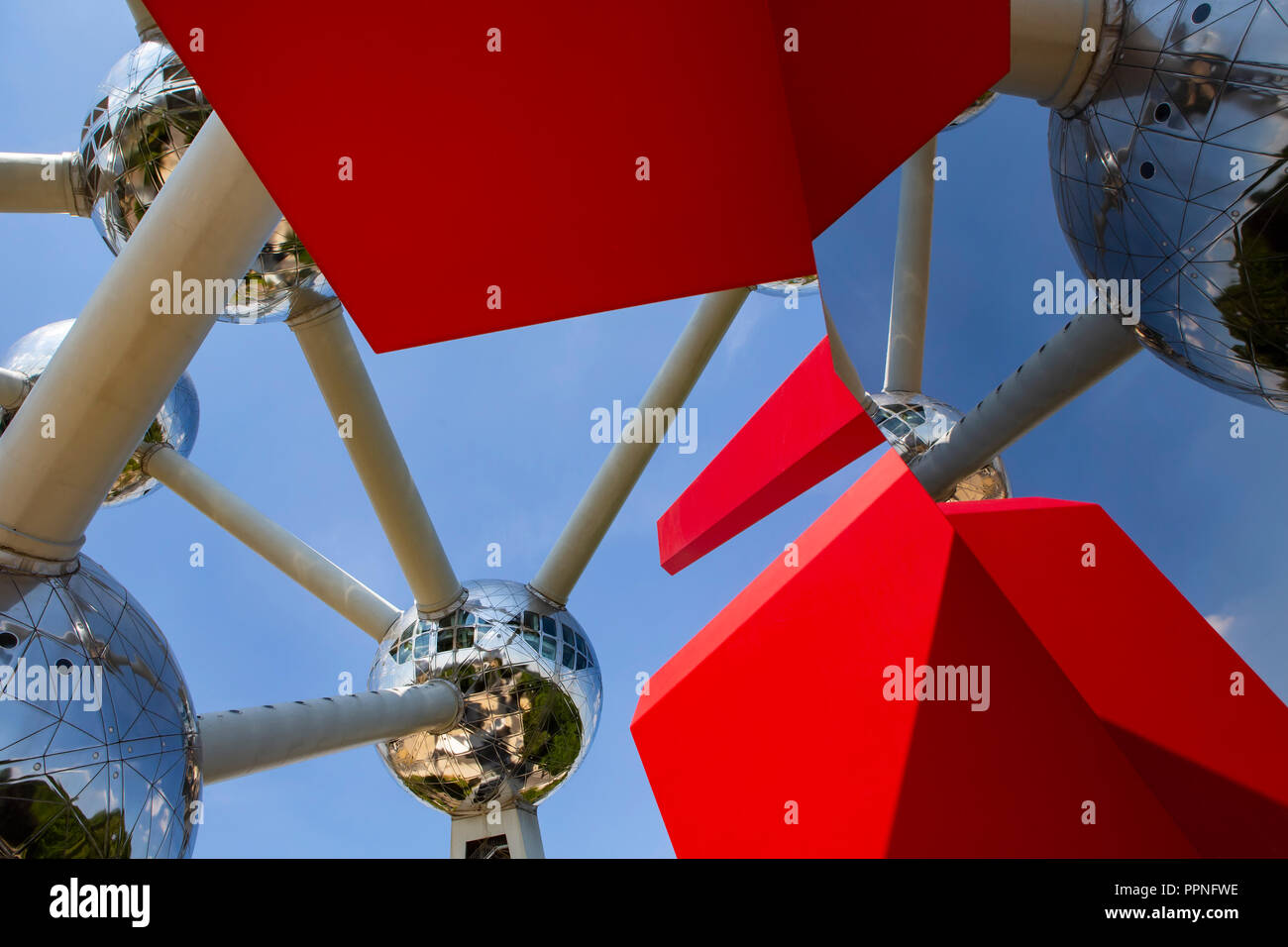 The Atomium, a landmark building in Brussels, Belgium originally ...
