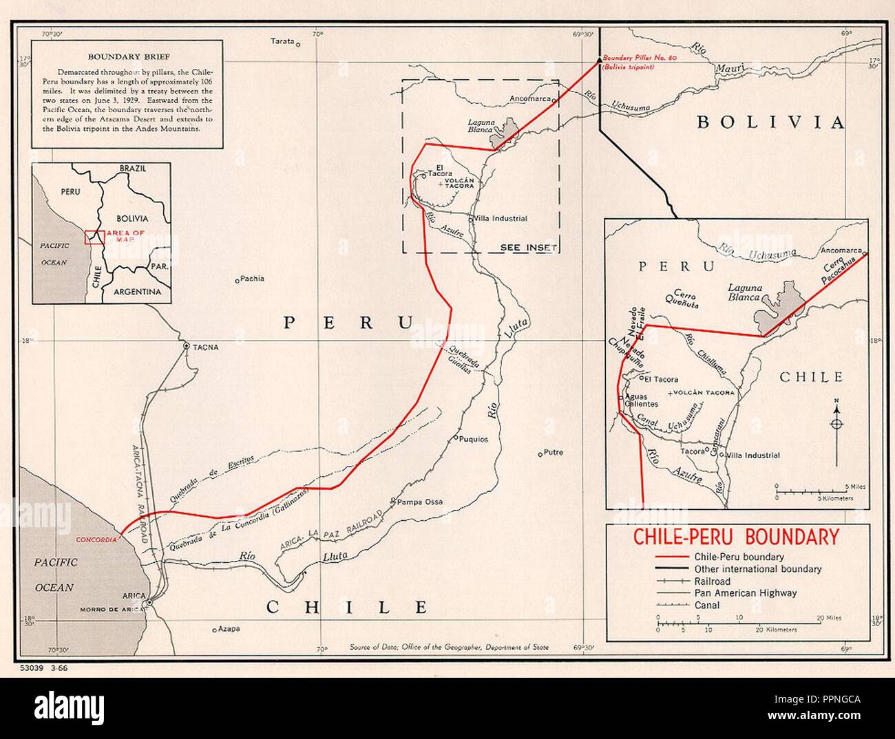 Border Peru-Chile acc. 1929 Treaty Stock Photo - Alamy