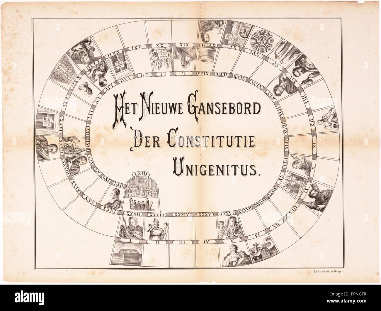 Bordspel ‘Het nieuwe gansebord der constitutie Unigenitus‘ Stock Photo ...