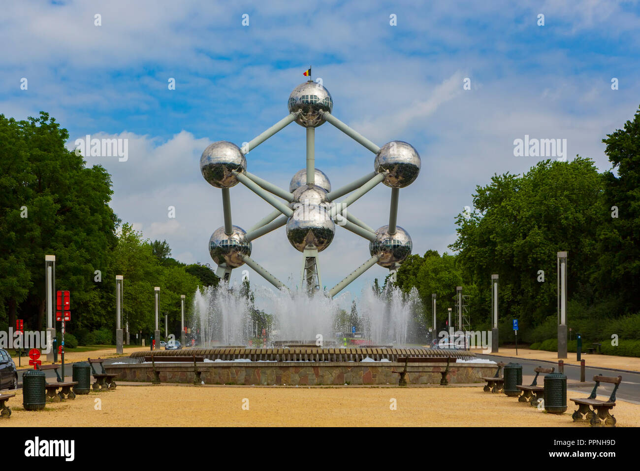 The Atomium, a landmark building in Brussels, Belgium originally ...