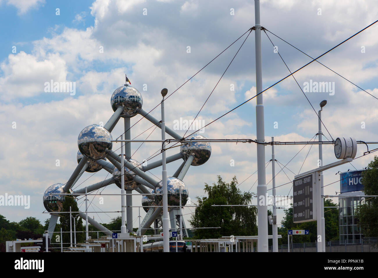 The Atomium, a landmark building in Brussels, Belgium originally ...