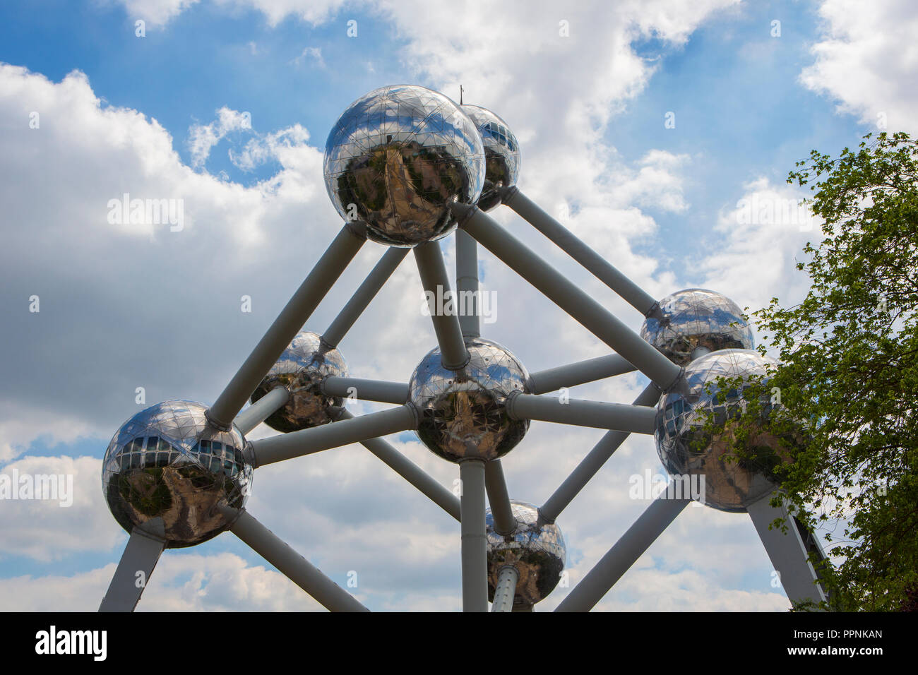 The Atomium, a landmark building in Brussels, Belgium originally ...