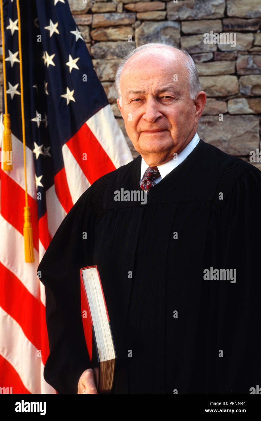Male Judge in Front of American Flag, USA Stock Photo - Alamy