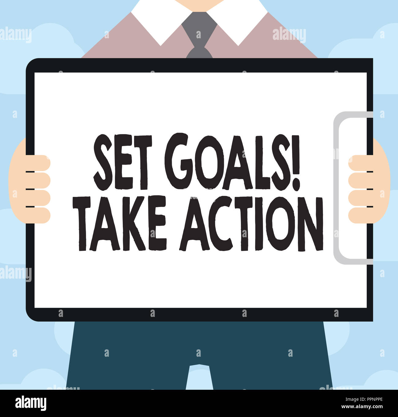 Text sign showing Set Goals Take Action. Conceptual photo Act on a ...
