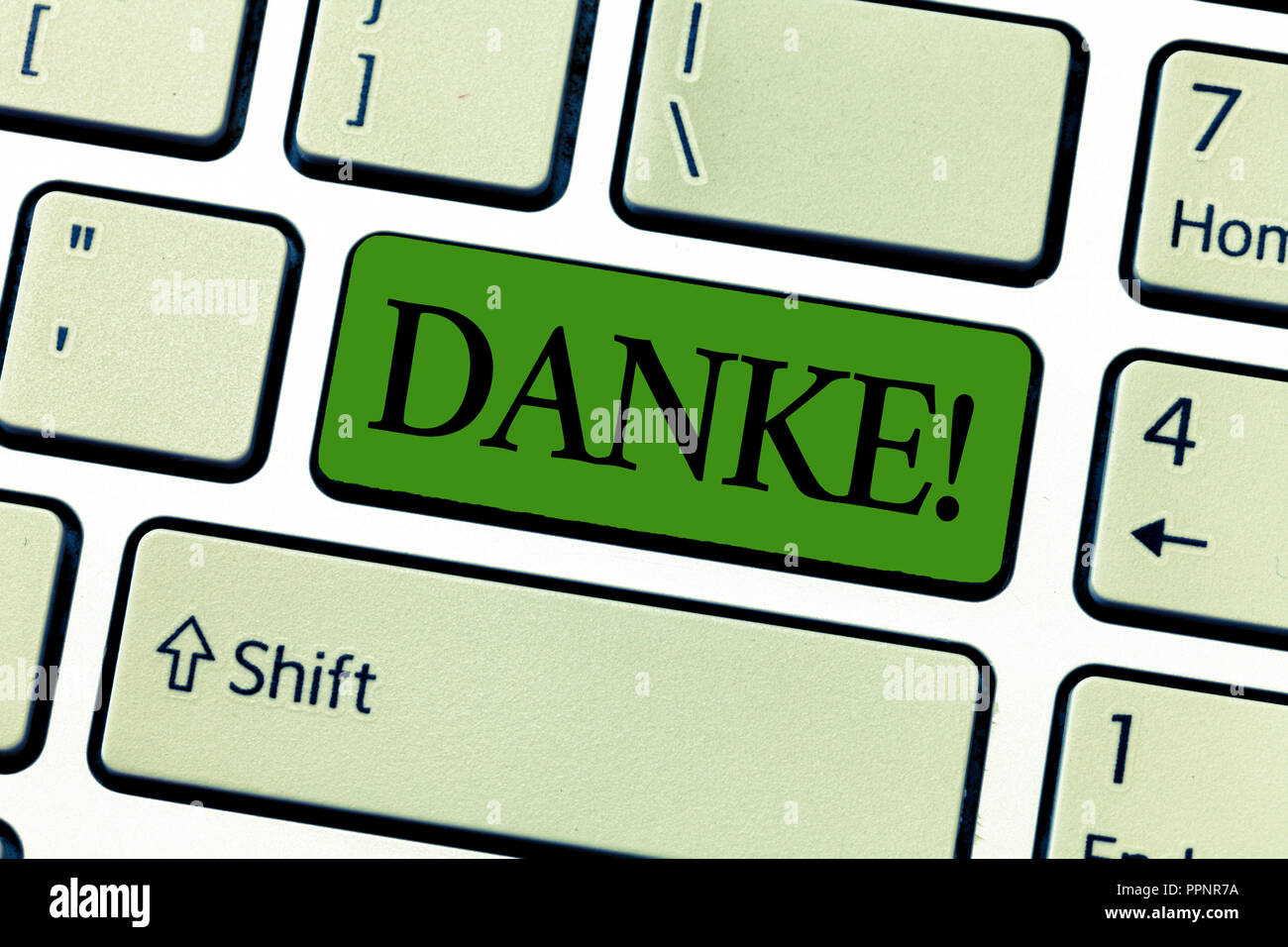 Writing note showing Danke. Business photo showcasing used as informal ...