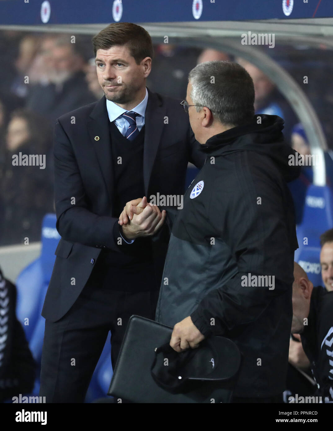 Rangers manager Steven Gerrard (left) and Ayr United manager Ian McCall ... Rangers manager Steven Gerrard (left) and Ayr United manager Ian McCall ...