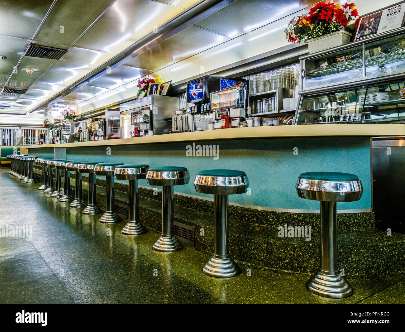 Diner interior counter booths hi-res stock photography and images - Alamy
