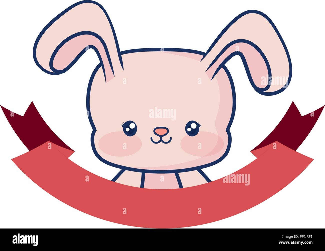 cute rabbit animal baby ribbon vector illustration Stock Vector Image ...