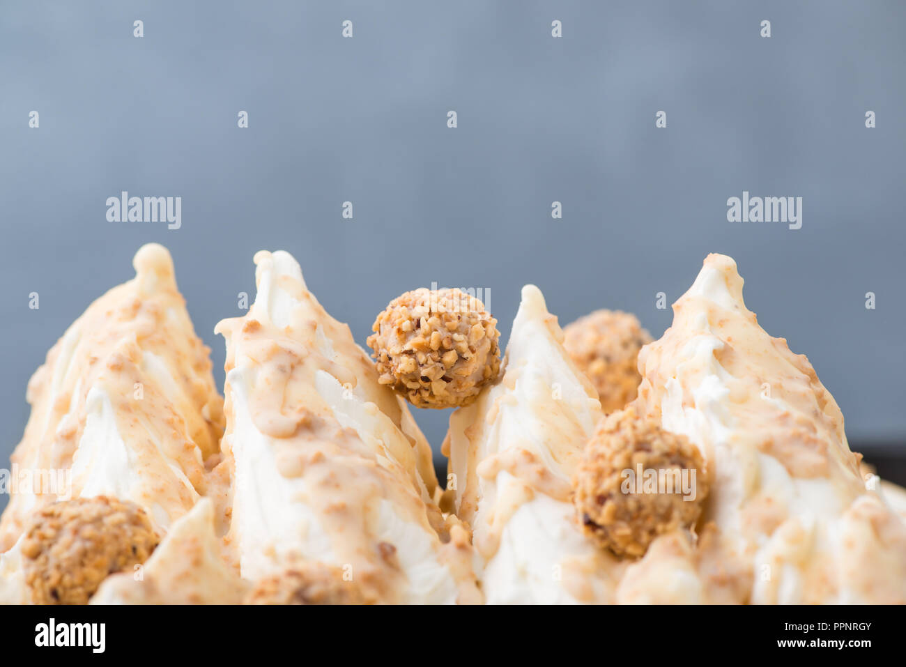 close-up of appetizing ice cream with candy, macro photography Stock ...