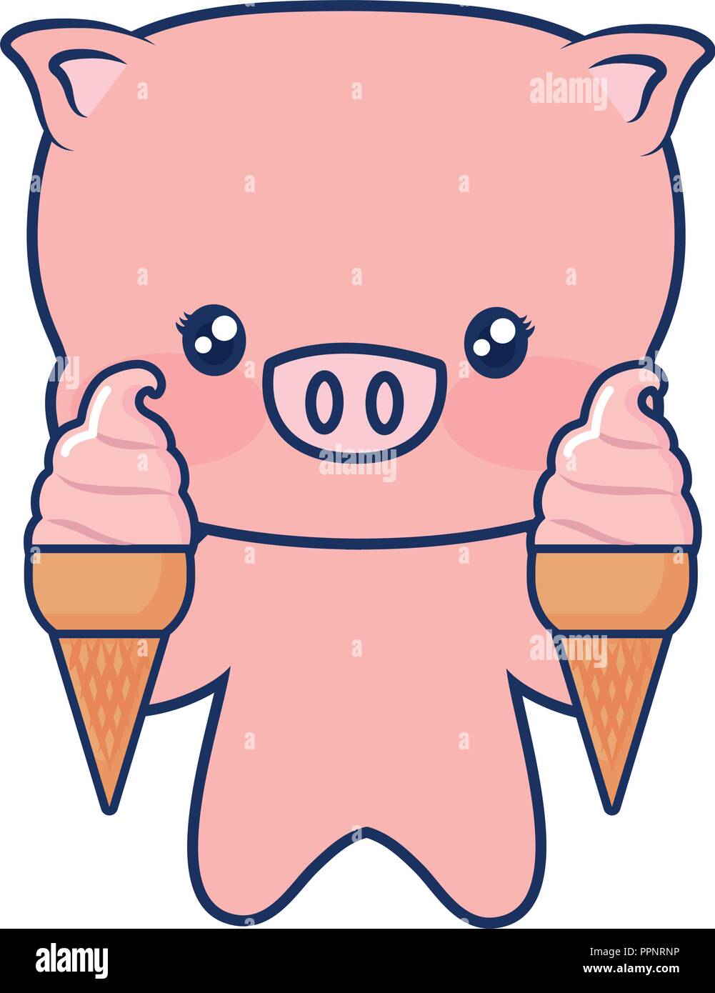 cute piggy with ice cream sweet tasty vector illustration Stock Vector ...