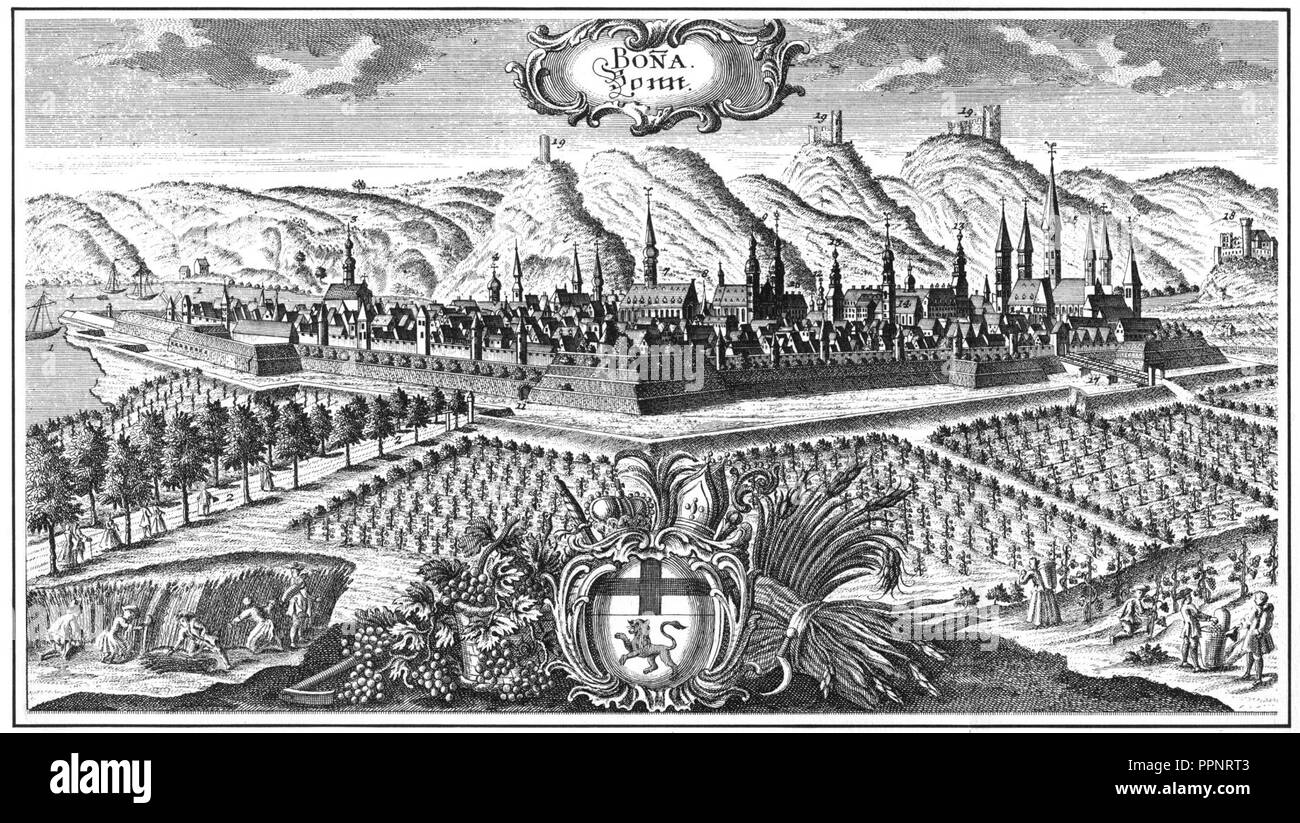 Bonn um 1700 stadtansicht von nordwesten-3 Stock Photo - Alamy