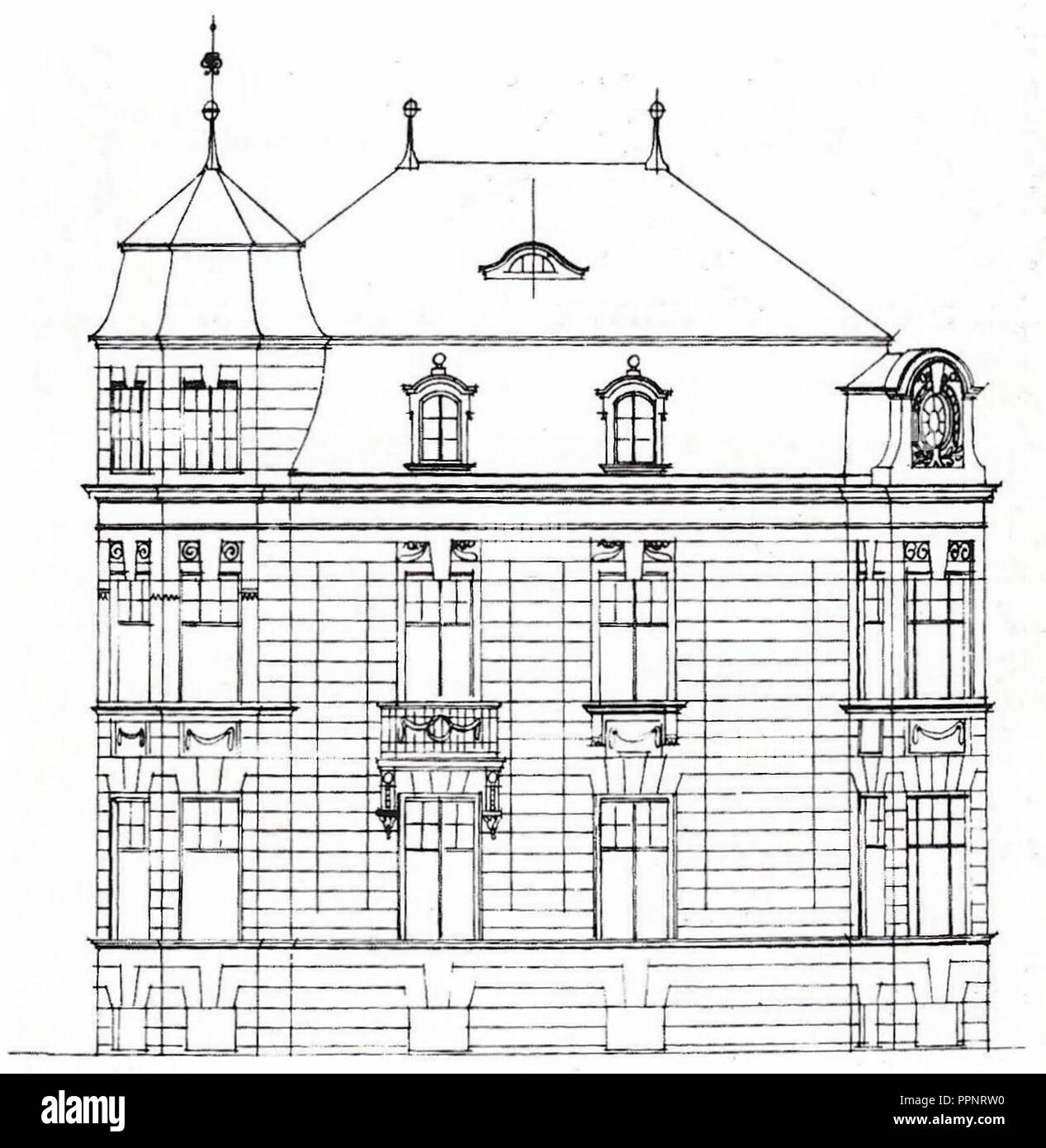 Bonn Villa Eschbaum Aufriss Straßenfront 1901 Stock Photo - Alamy