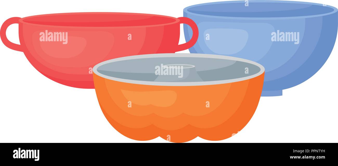 cooking bowls over white background, vector illustration Stock Vector ...