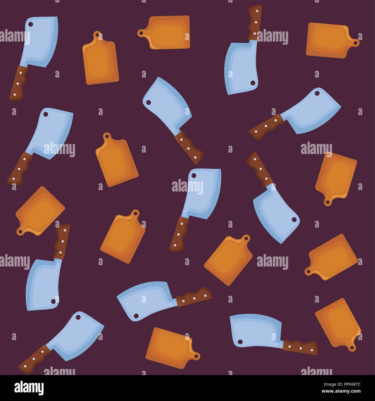 cleaver and cutting tables background, colorful design. vector ...