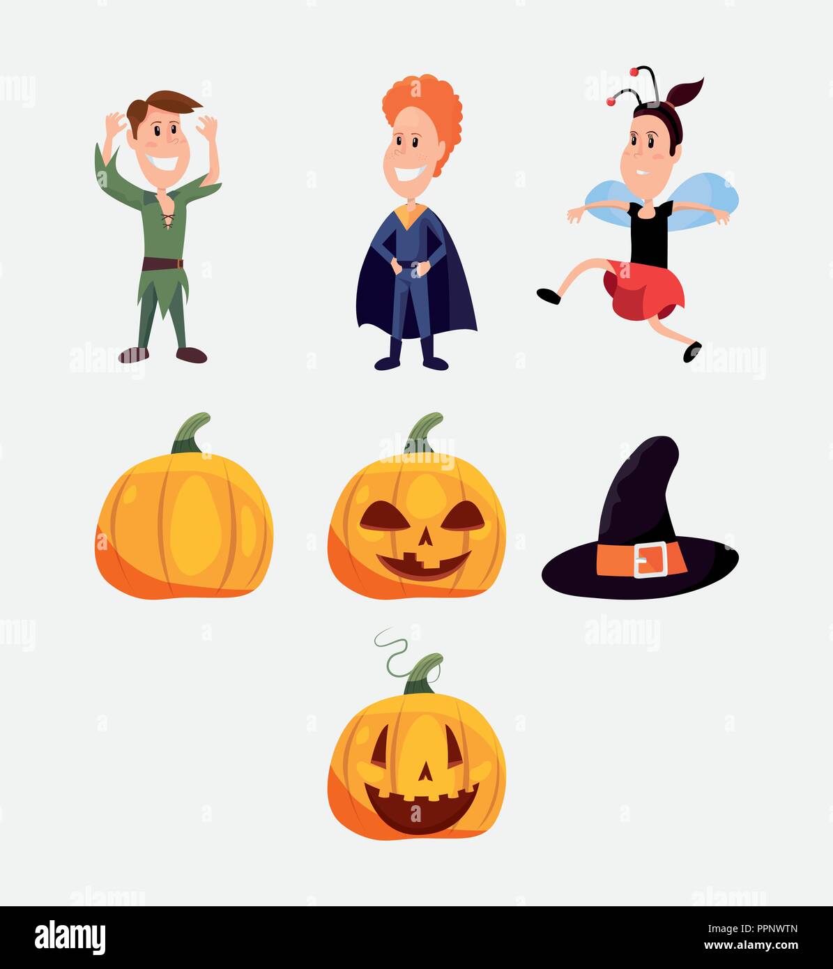 halloween celebration day pumpkin witch hat customes girl and boys ...