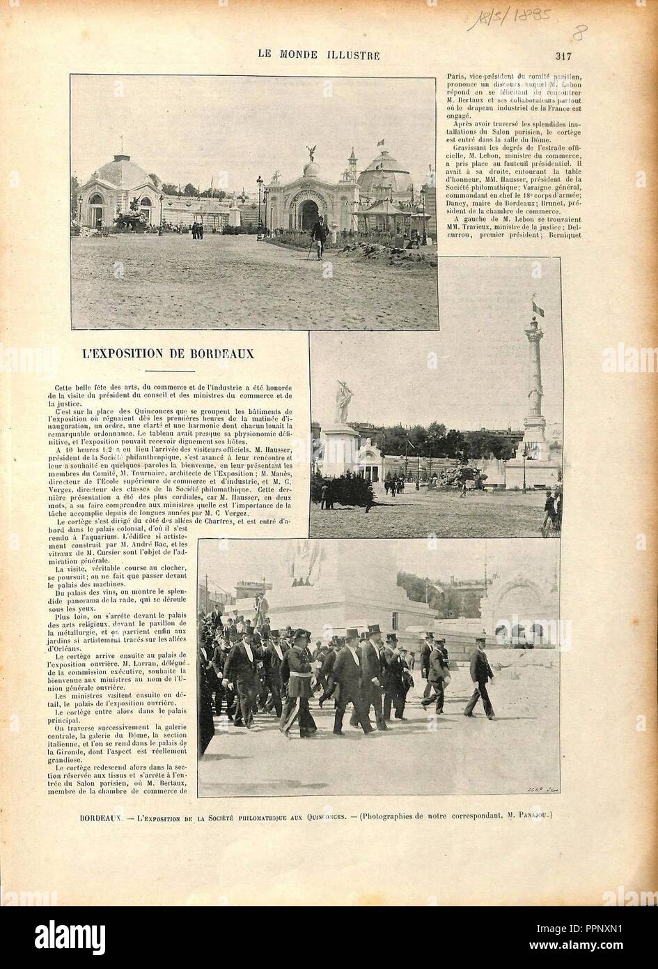 Bordeaux exposition 1895 - Le Monde Illustré (18-05-1895) a Stock Photo ...
