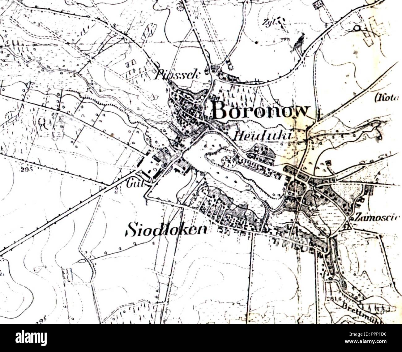 Boronów mapa XIX wiek Stock Photo - Alamy