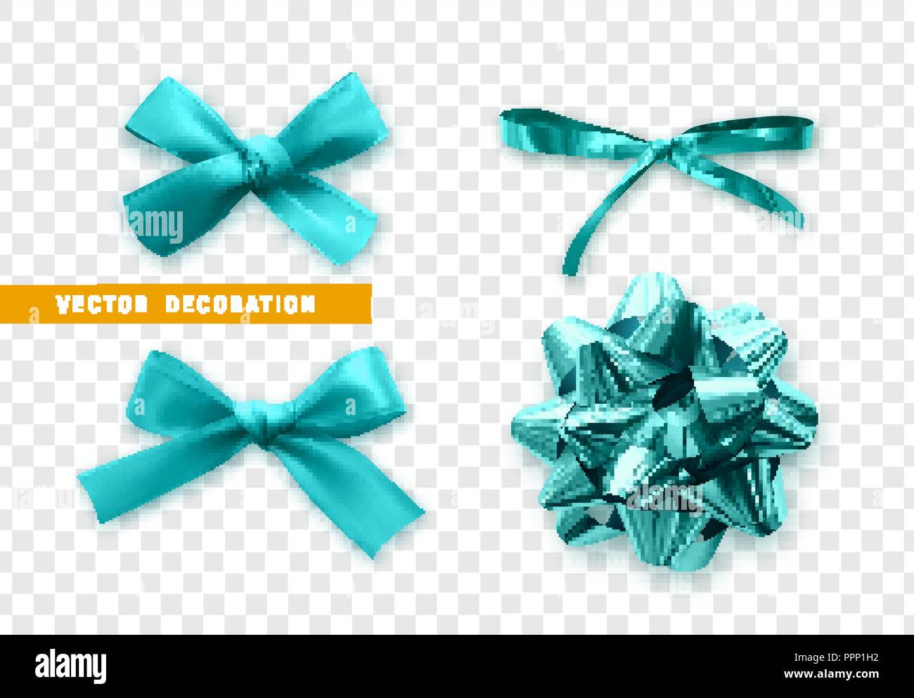 Bows color blue realistic design. Isolated gift bows with ribbons with ...