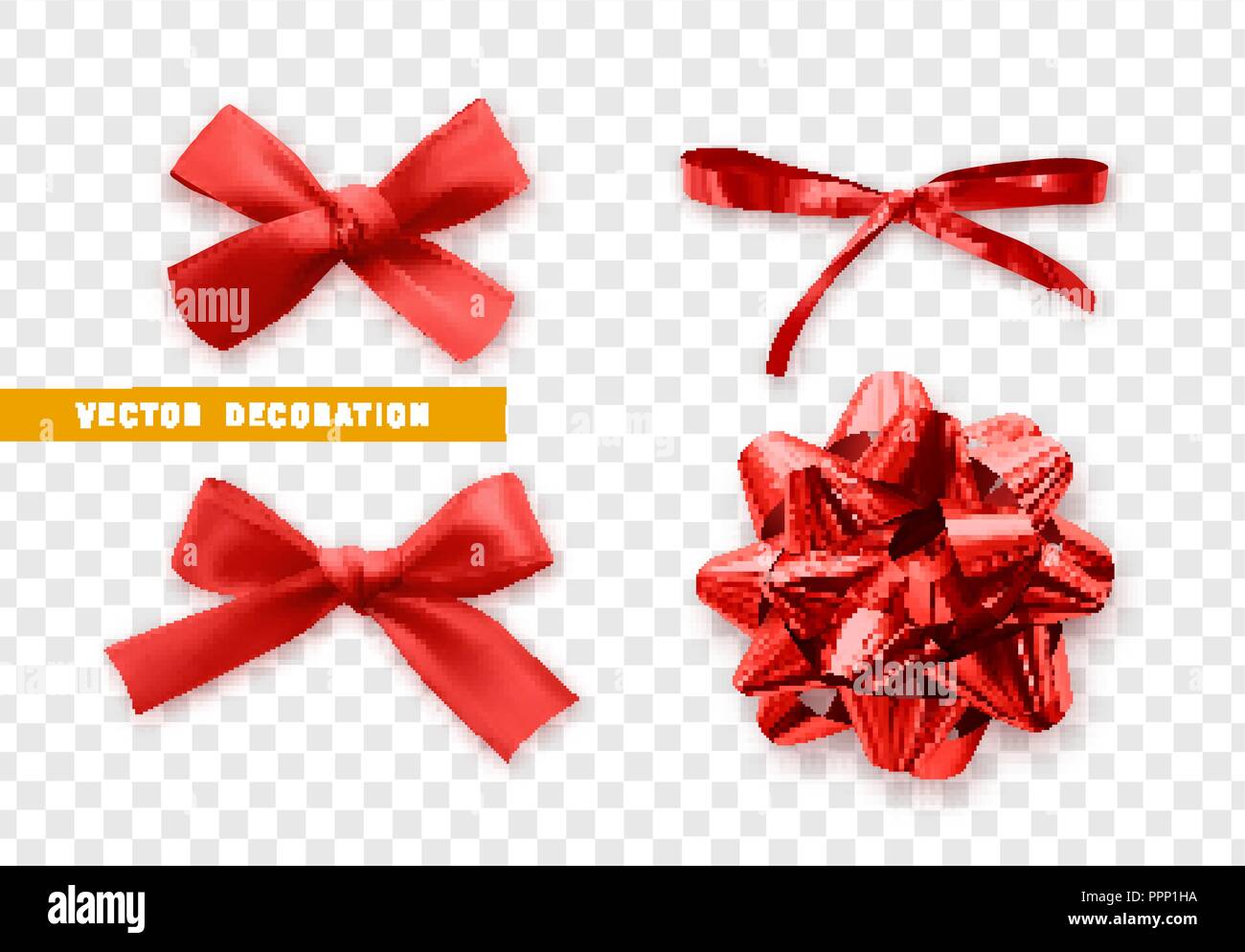 Bows color red realistic design. Isolated gift bows with ribbons with ...