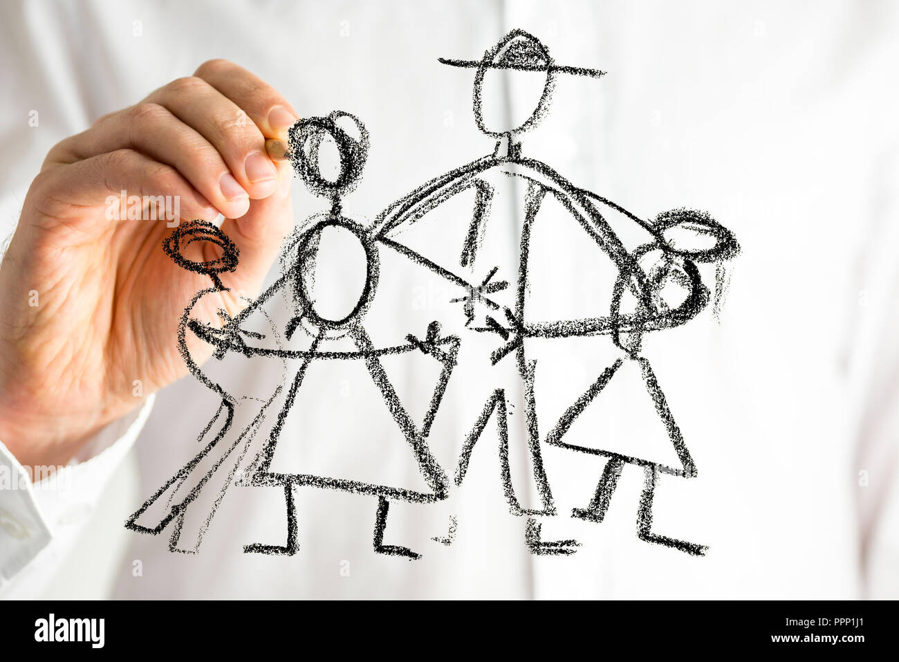 Stick Family Holding Hands