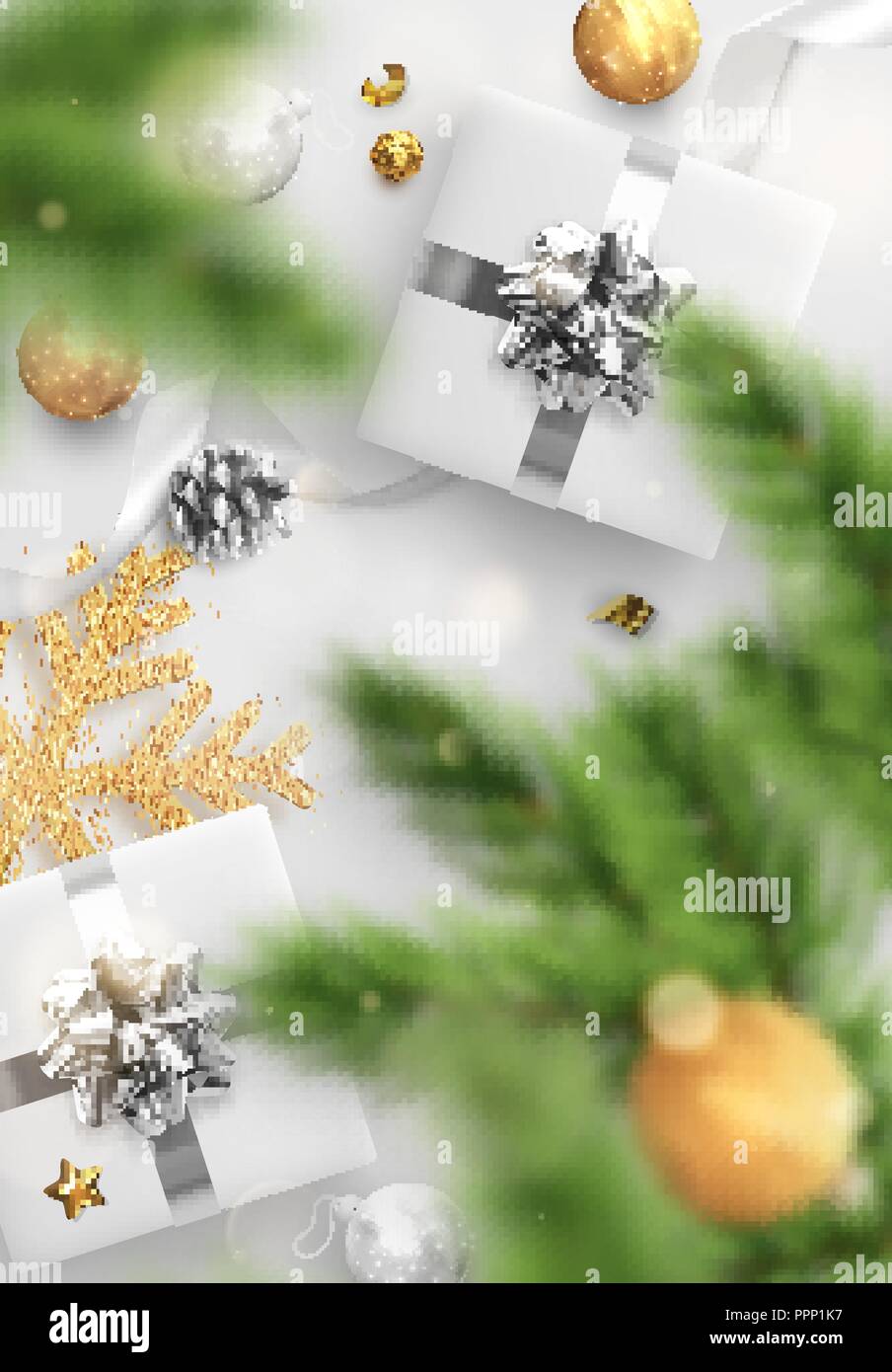 Christmas background. Christmas composition realistic decoration ...