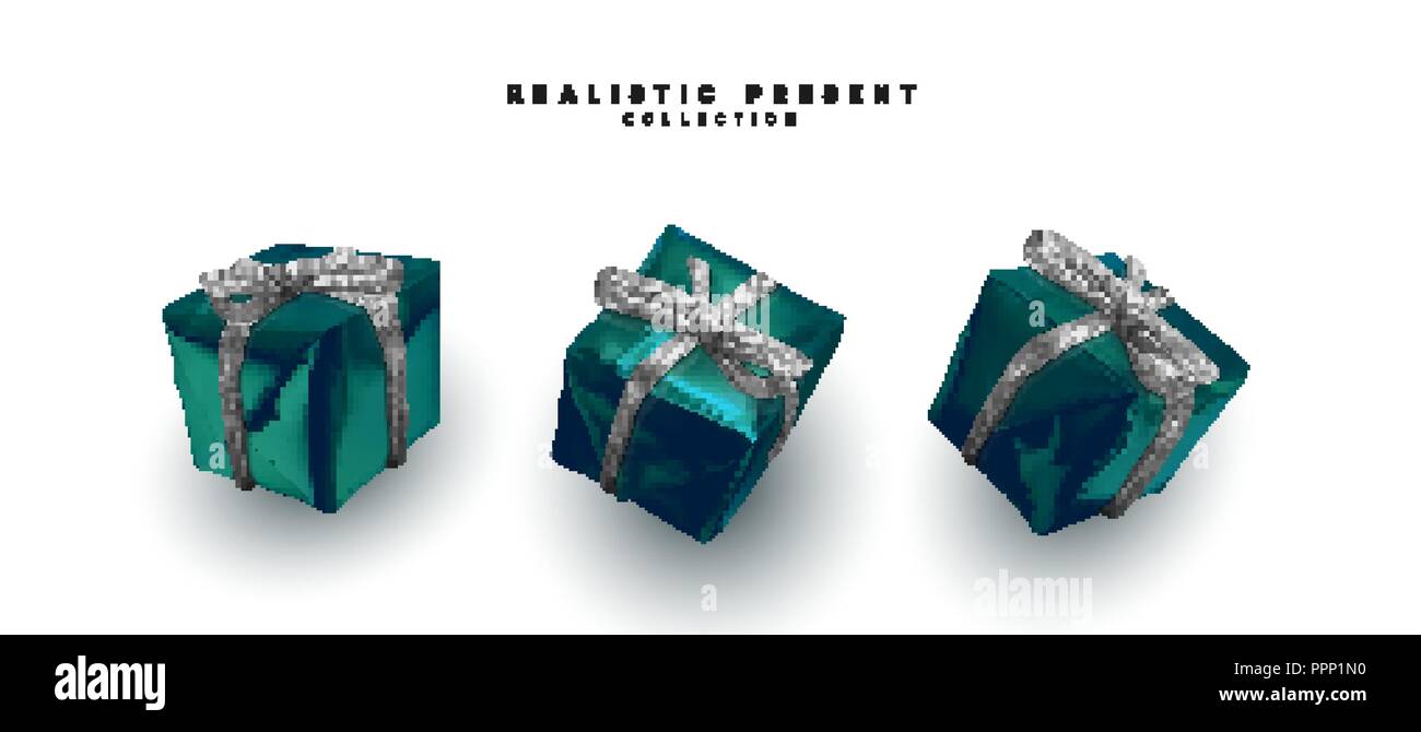 Set presents. Gifts boxes realistic design. Isolated on white ...