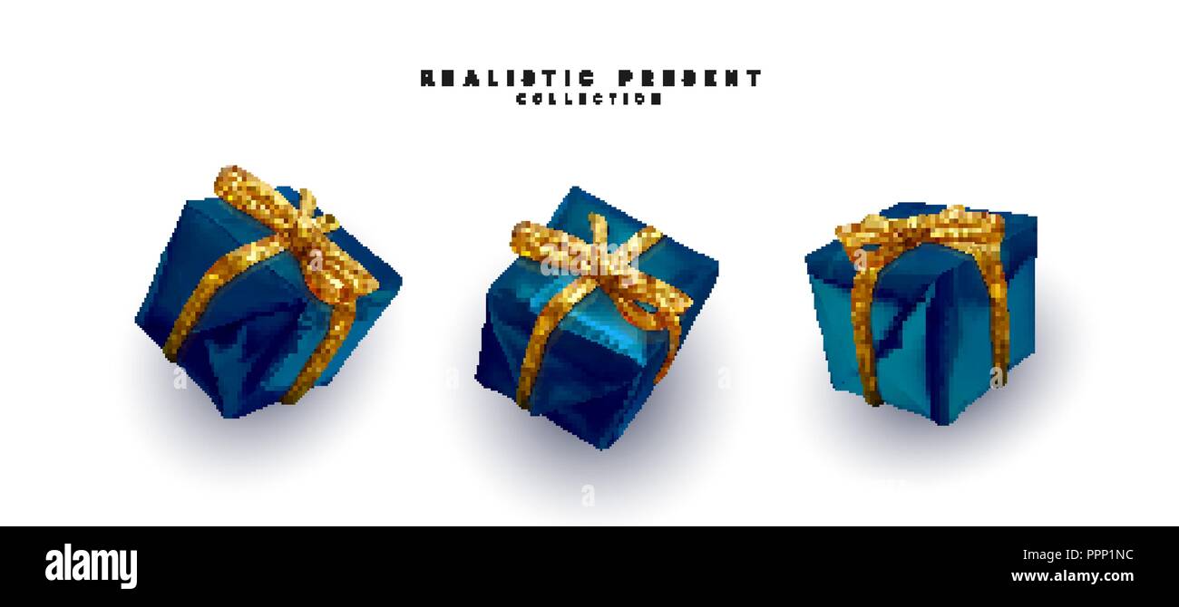Blue gift boxes wrapped Stock Vector Images - Alamy