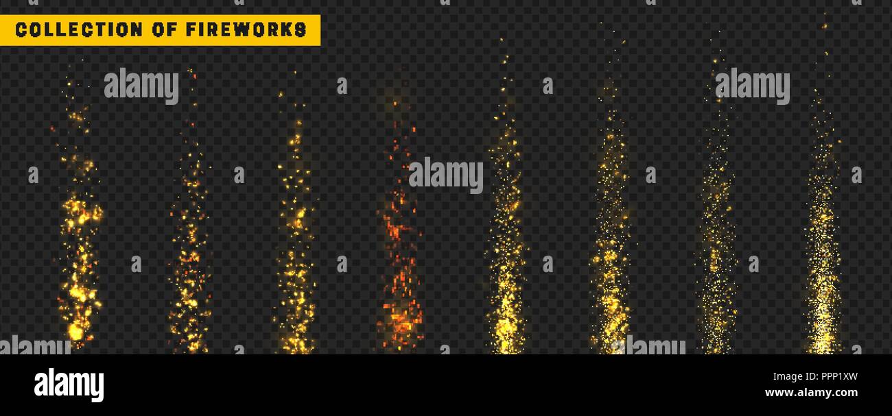 Set festive fireworks isolated on transparent background Stock Vector ...