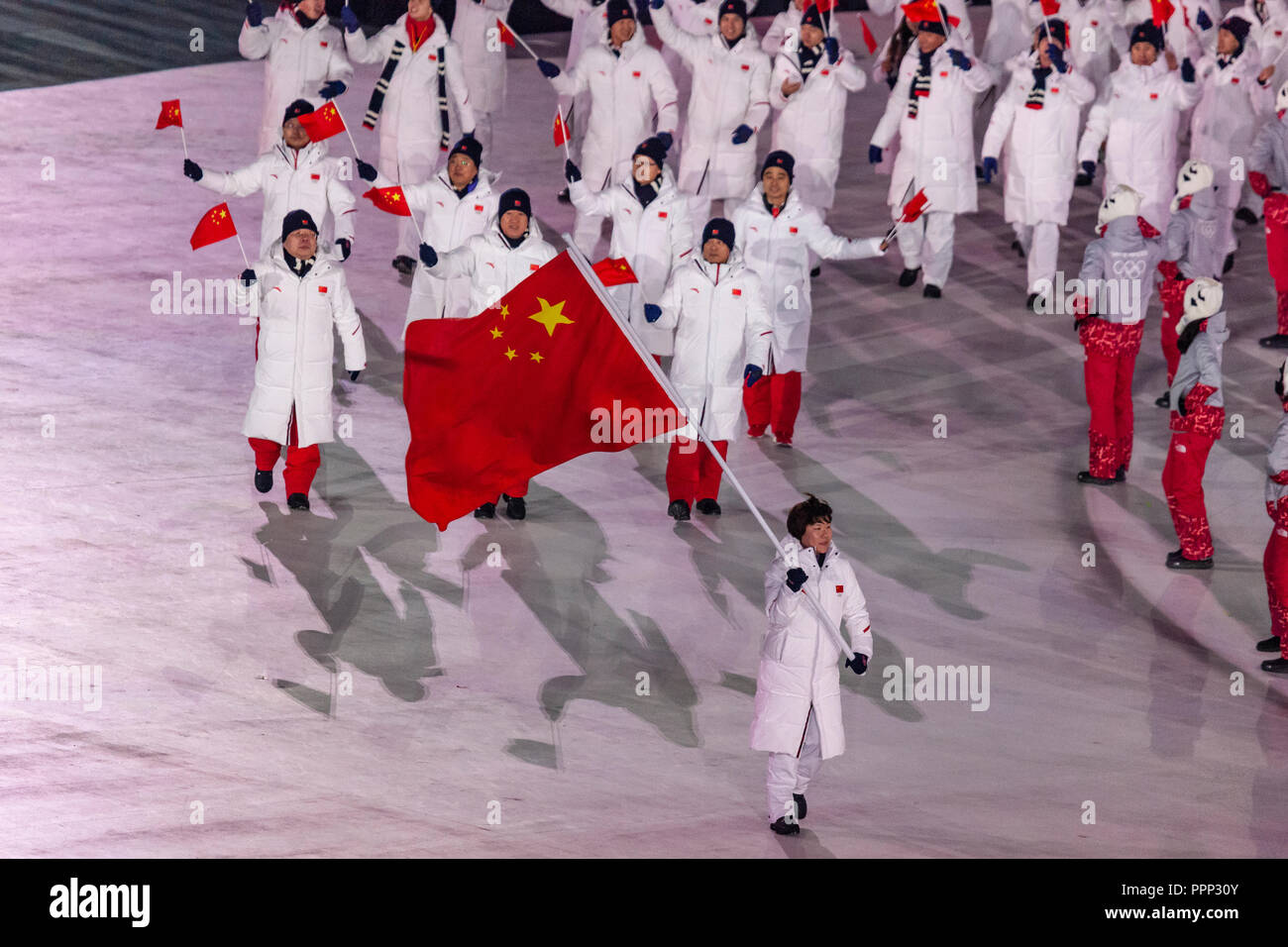 Team China marching in the Opening Ceremonies at the Olympic Winter ...