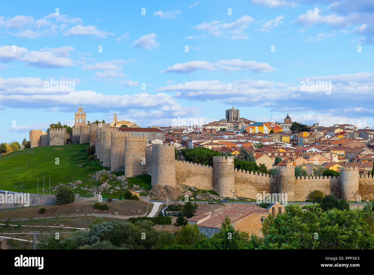 Walls of Medieval city of Avila, Spain Stock Photo - Alamy