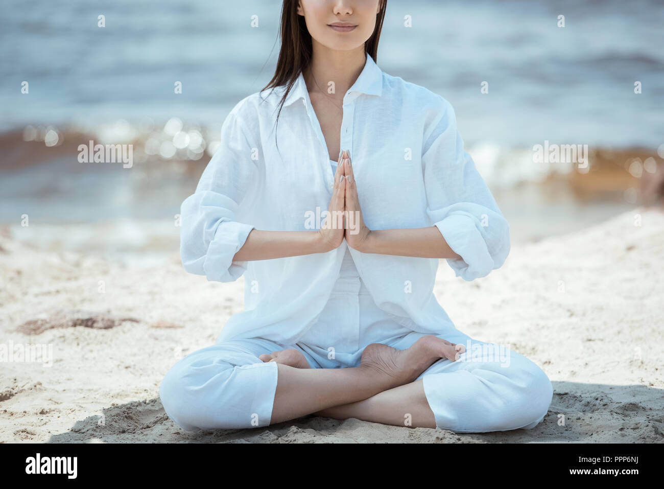 Anjali meditating namaste yoga mudra hi-res stock photography and ...