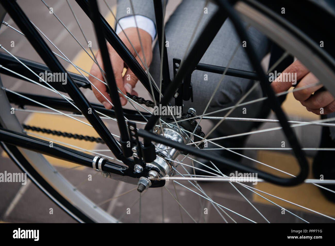 Repairing bicycle wheel hi-res stock photography and images - Alamy