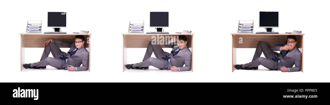 Office hiding under desk Cut Out Stock Images & Pictures - Alamy